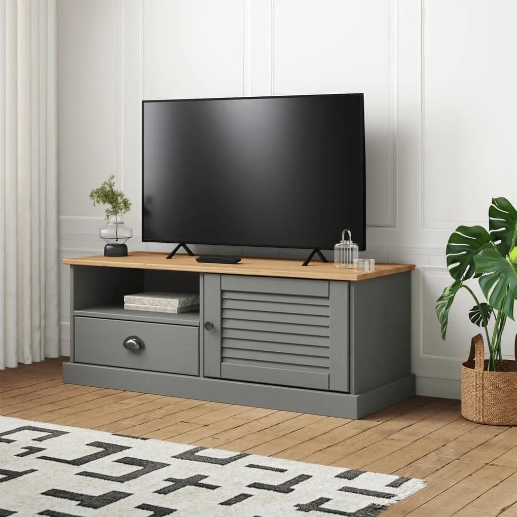 TV stolek VIGO - 106x40x40 cm - masivní borovice | šedá