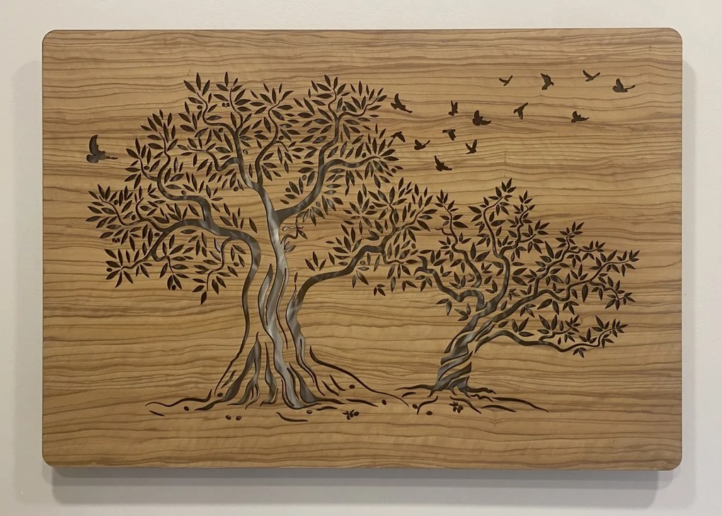 Li-Go "Dvě olivy" světelný obraz 230V 90x62cm provedení povrchu: dub světlý