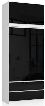 Nástavba na skříň S90 - bílá/černá lesk