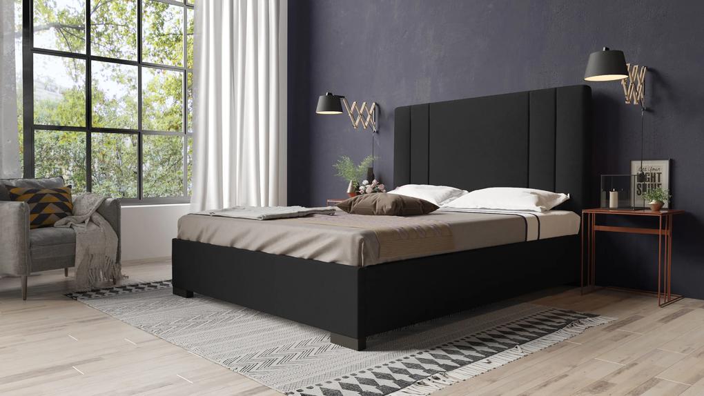 Eka Čalouněná postel Berry - Riviera 180x200 cm Barva látky Riviera: Černá (97), Úložný prostor: Bez úložného prostoru