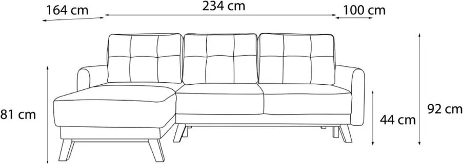 Šedá rozkládací rohová pohovka Bobochic Paris Balio, levý roh