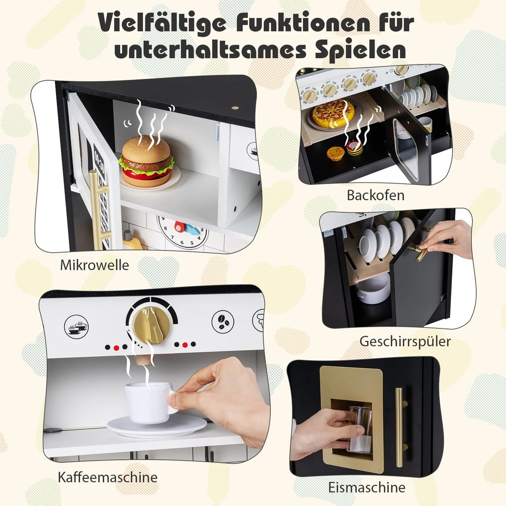 Costway Dětská kuchyňka se světlem a zvukem dřevěná kuchyňka