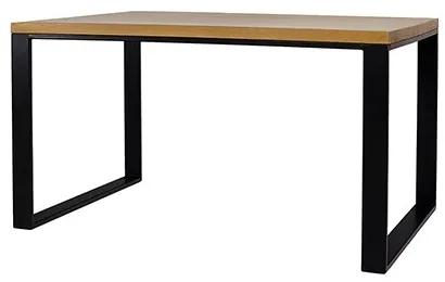 Drewmax Jídelní stůl ST373 S160, šířka desky: 2,5cm, masivní dub kakao černá matná