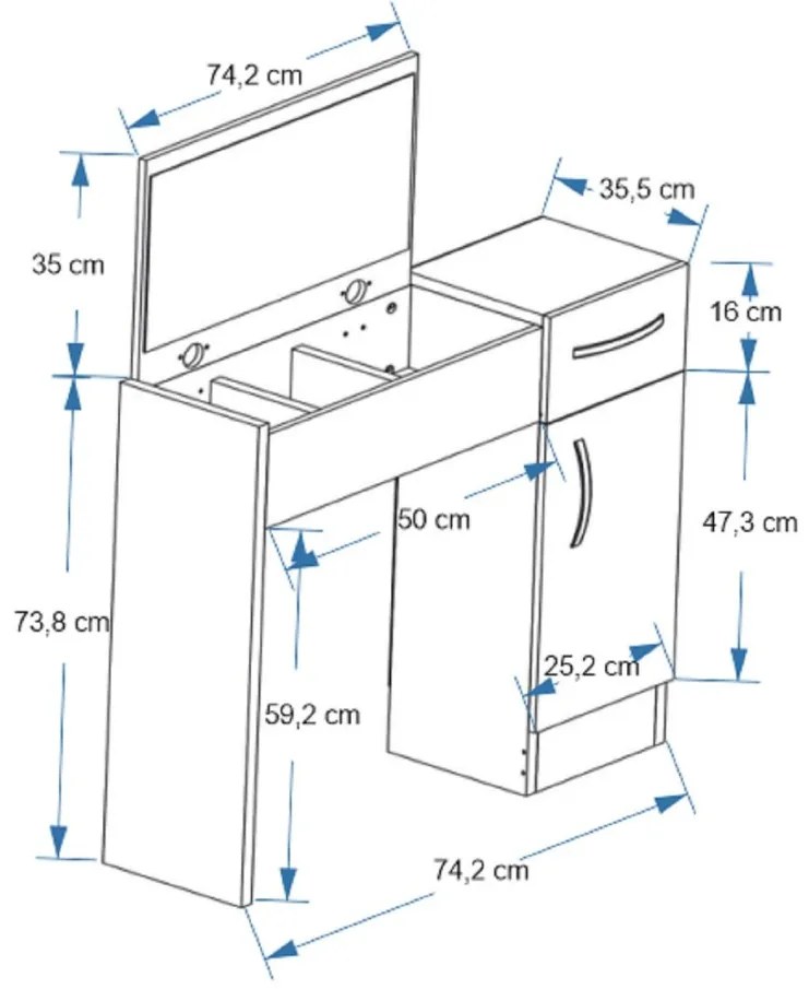 Toaletní stolek INCI 74 cm bílý