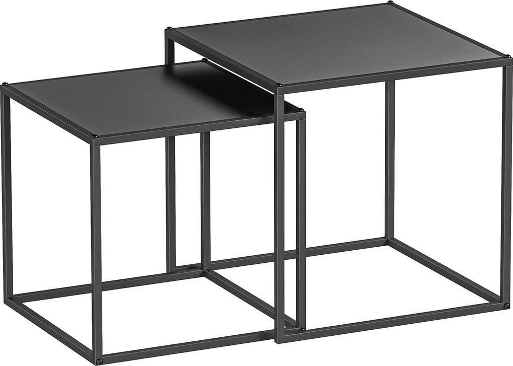 HOMCOM konferenční stolek sada 2 stolků moderní design ocelový rám do 10 kg černý 120x59x45cm do obývacího pokoje | Aosom.de