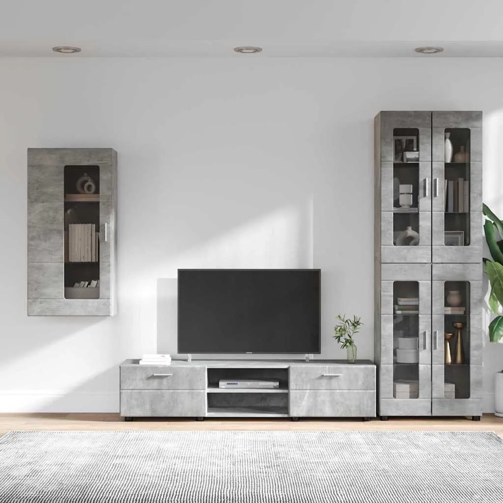 Sestava TV skříněk FLORIN 3 ks Betonově šedá Kompozitní dřevo 3397947