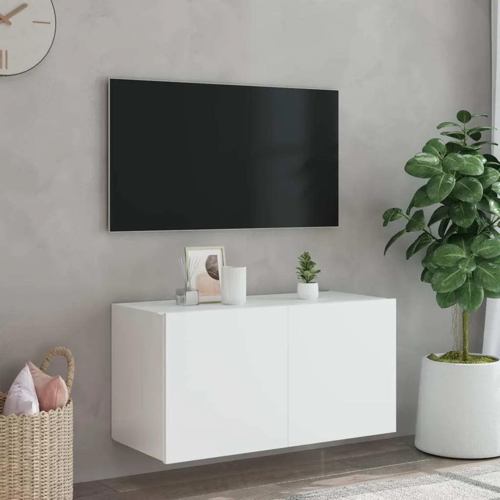 vidaXL Nástěnná TV skříňka s LED osvětlením 80 x 35 x 41 cm [837316] Barva: kouřový dub