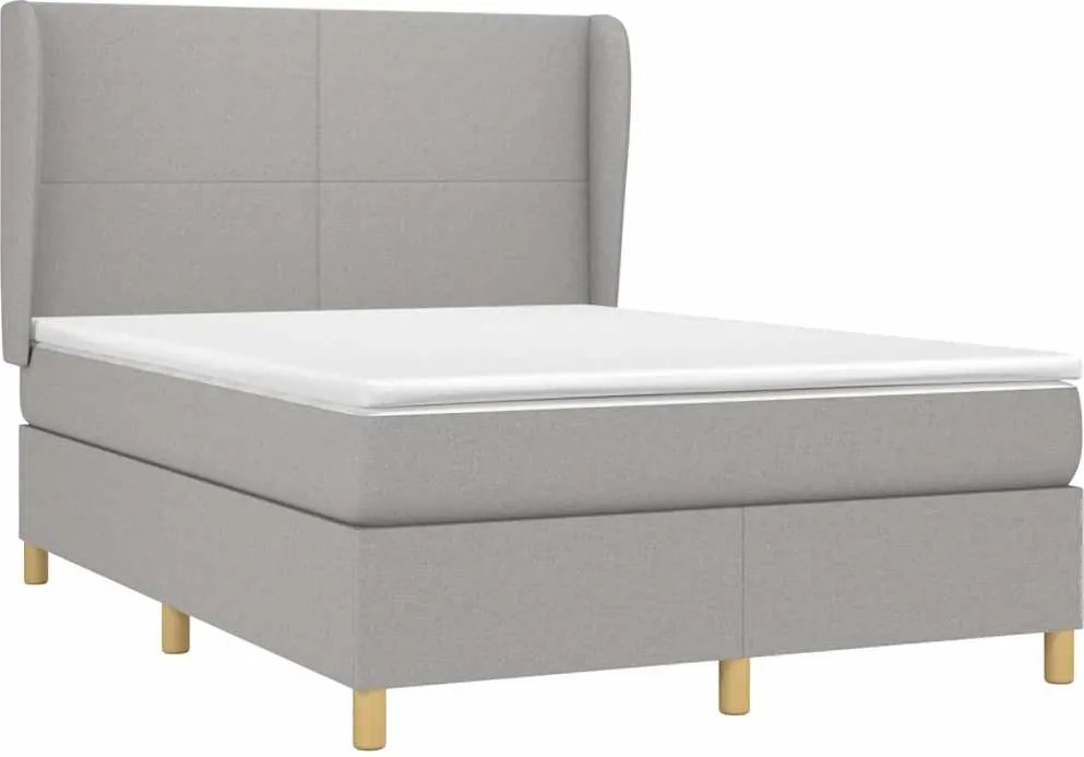 Box spring postel s matrací světle šedá 140 x 190 cm textil 3128357