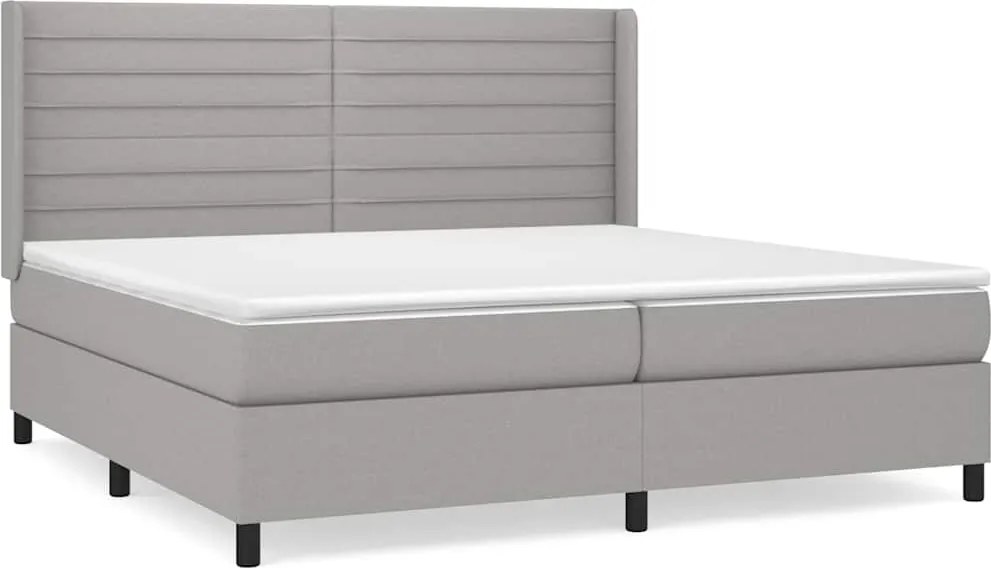 Box spring postel s matrací světle šedá 200 x 200 cm textil 3131537