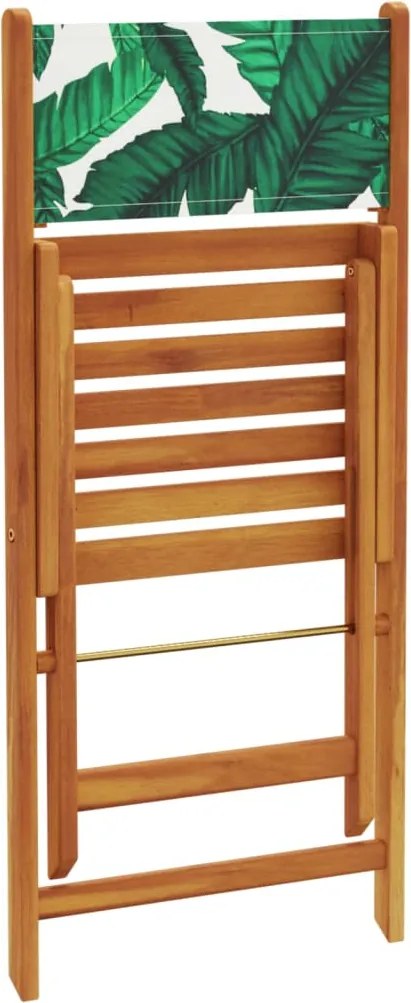 5dílný zahradní jídelní set vzor listů textil a masivní dřevo 3281788