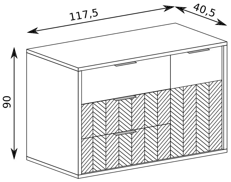 FONTI | komoda F-5 + kovové nohy 12 cm | 117,5 cm | dub karamel