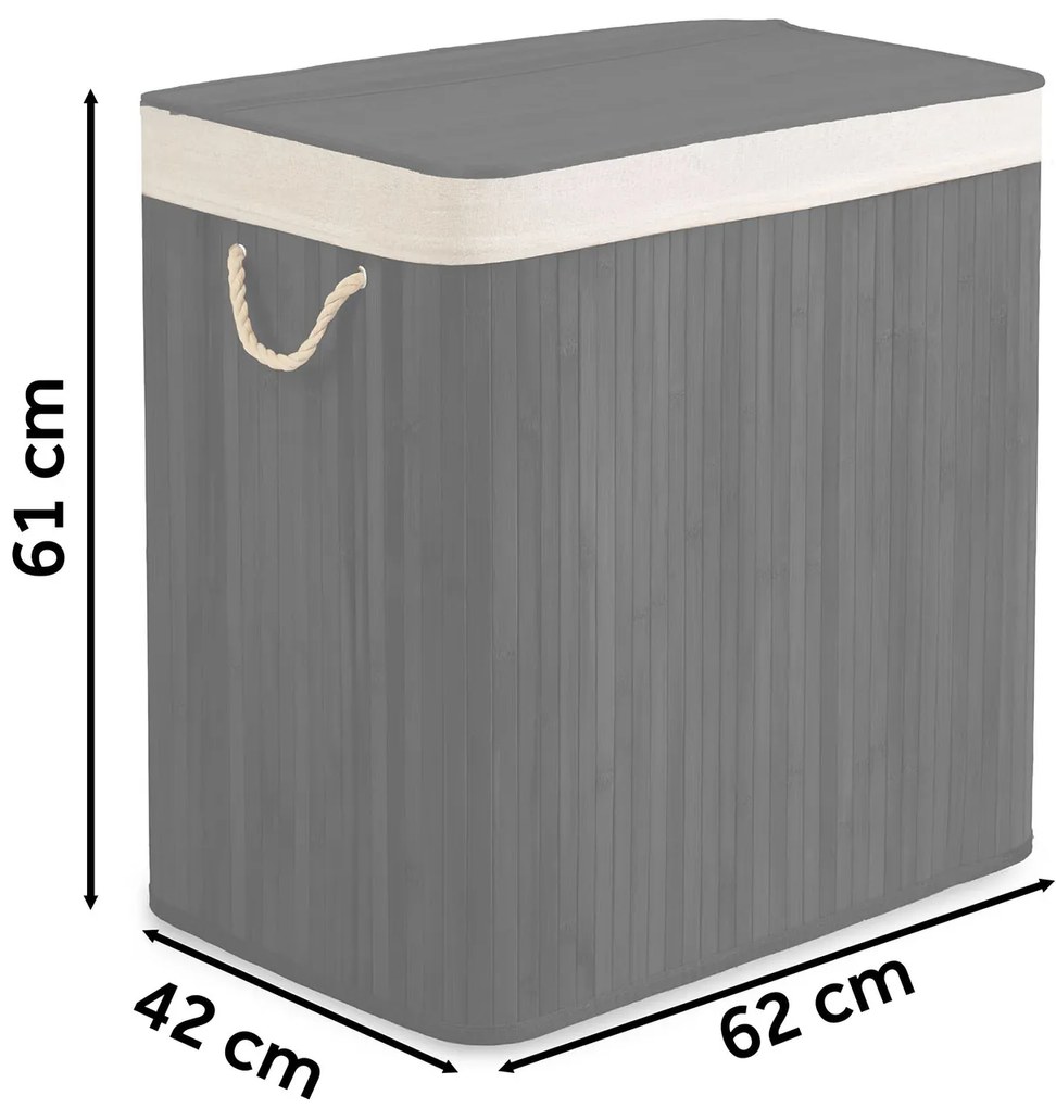 Bambusový koš na prádlo s víkem 150 l ekologický a moderní design Massido