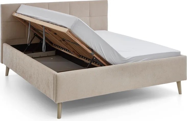Béžová čalouněná dvoulůžková postel s úložným prostorem s roštem 180x200 cm Nova – Meise Möbel