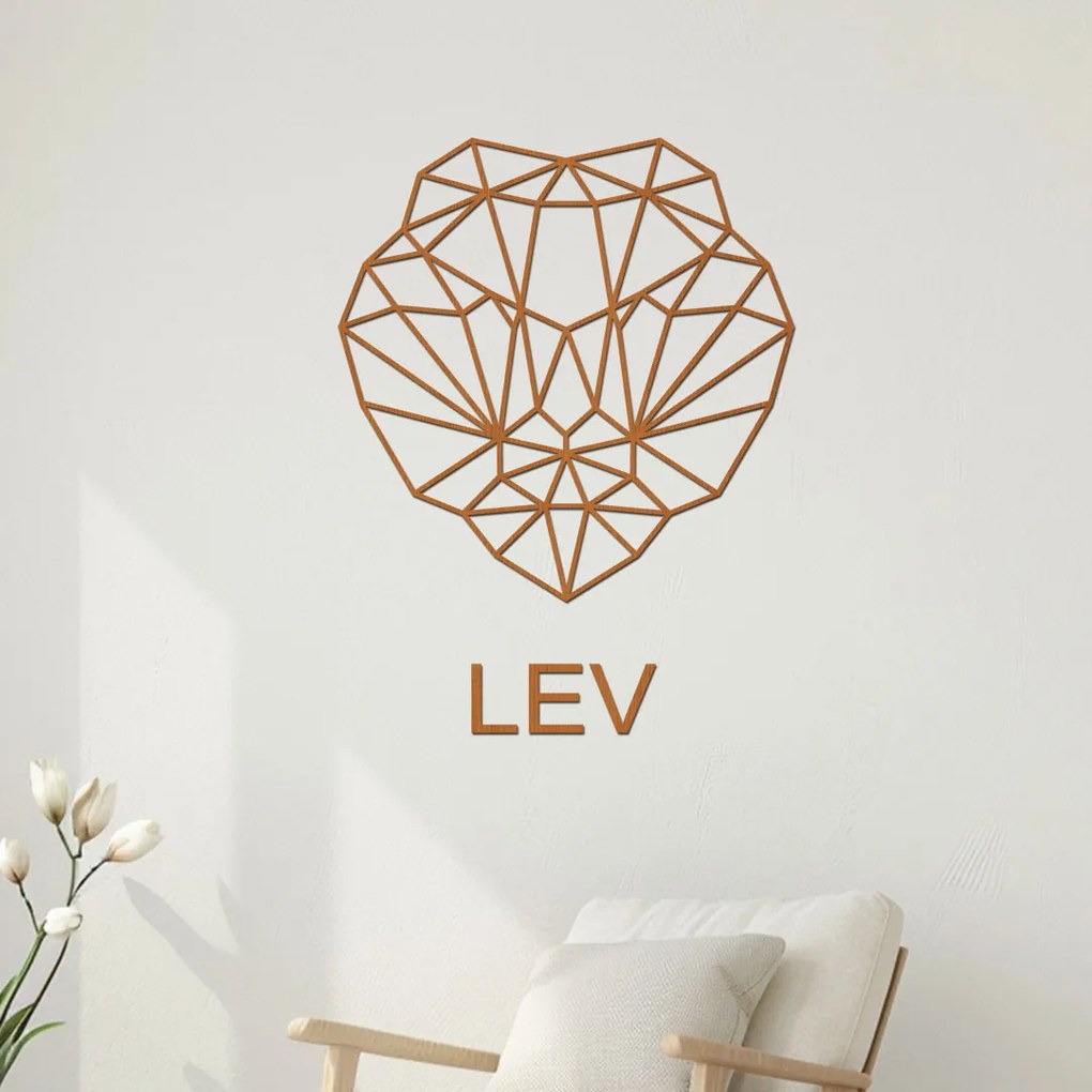 dřevo života Dřevěná samolepka na zeď znamení LEV Zvolte rozměr (cm): 60x83, Zvolte barvu dekoru: Třešeň