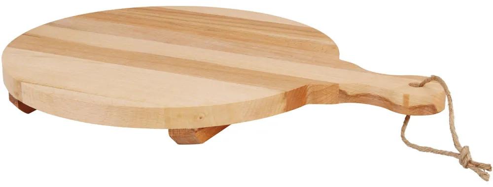 Dřevěné krájecí prkénko - kuchyňské, kruhové s rukojetí