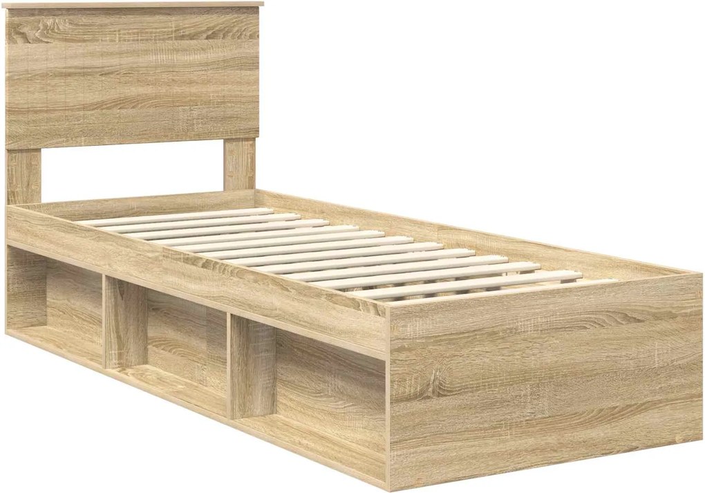 Rám postele s čelo Sonoma dub 75 x 190 cm Masivní borové dřevo 3410665