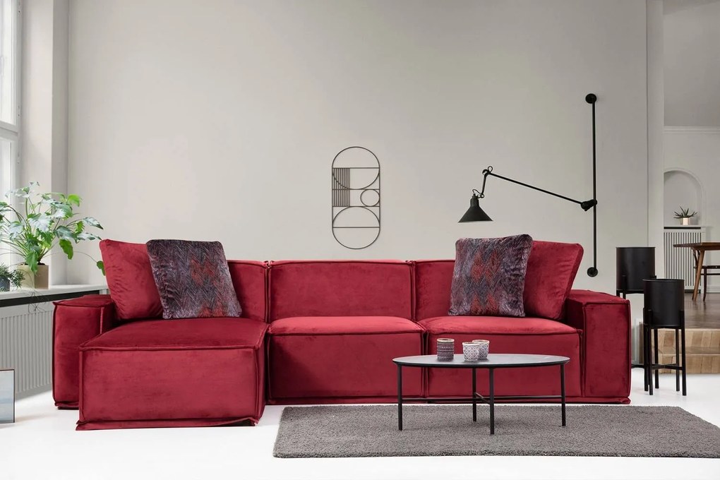 Designová rohová sedačka Valtina bordó - levá
