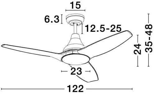 Stropní ventilátor Samoa 12.2 černé s dálkovým ovládáním