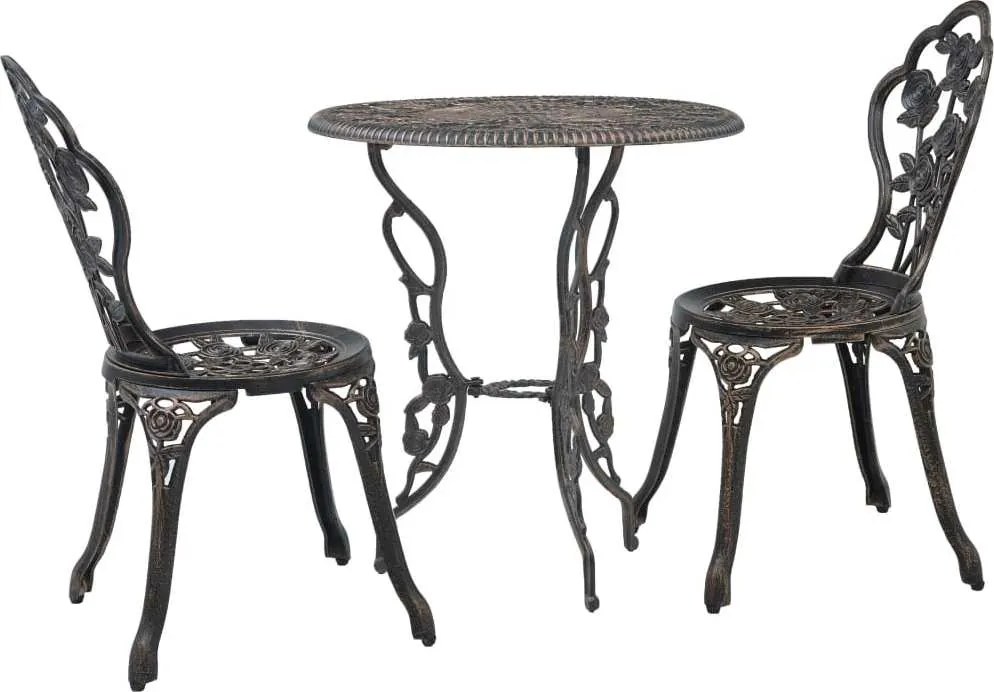 vidaXL 3dílný bistro set litý hliník [47858] Barva: Bronzová