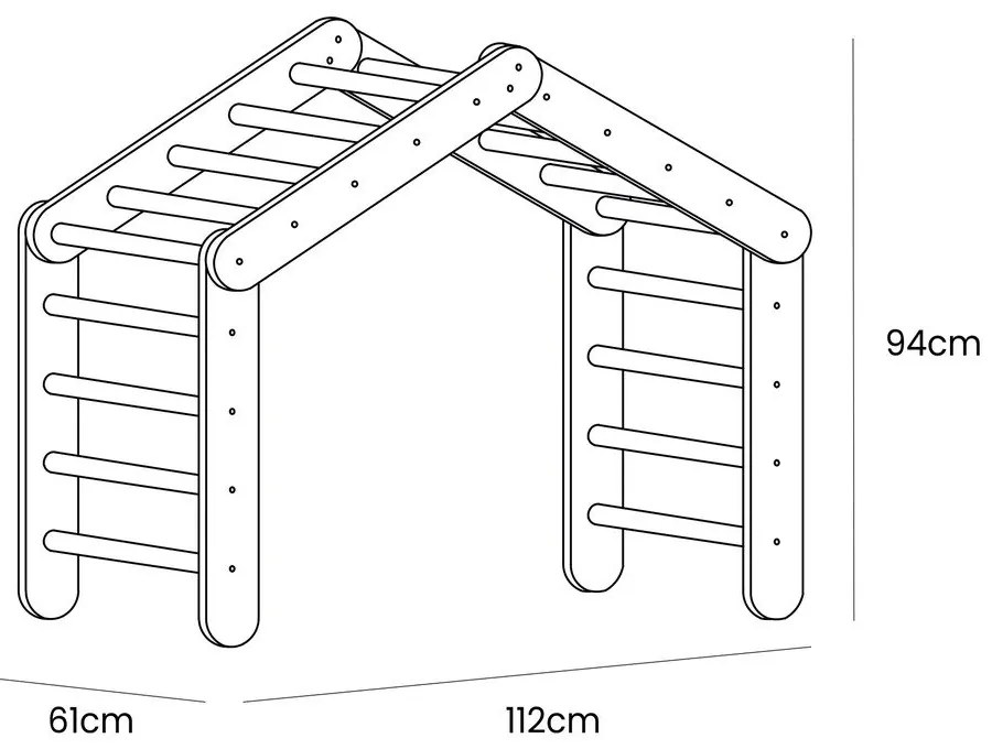 Černý pikler trojúhelník z borovicového dřeva 61x112x94 cm Montessori – Meowbaby