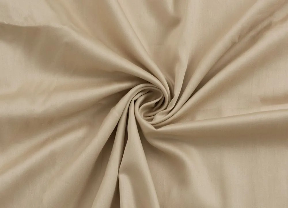 Kvalitex Luxusní Saténové prostěradlo béžové  Bavlna Satén, 90x200+15 cm