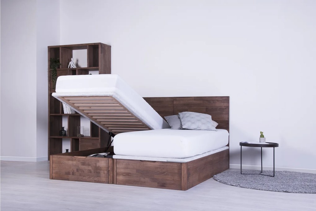DOMESTAV s.r.o. Postel DREAMBOX-dřevěné čelo, čelní výklop 80/90x200 Materiál: Buk cink, Barevne provedení: Barevné lakování, Specifikace: 80x200