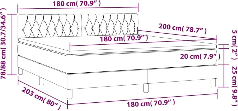 Box spring postel s matrací černá 180x200 cm samet 3141499