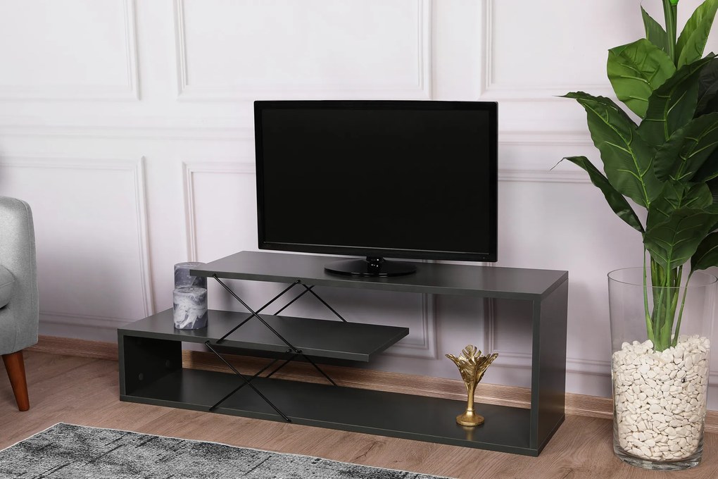 Hanah Home TV stolek Zigzag - Anthracite, Antracitová