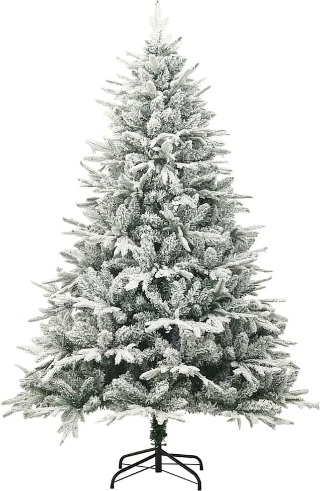 Umělý vánoční stromek s vločkami sněhově zelený 210 cm PVC a PE 328495