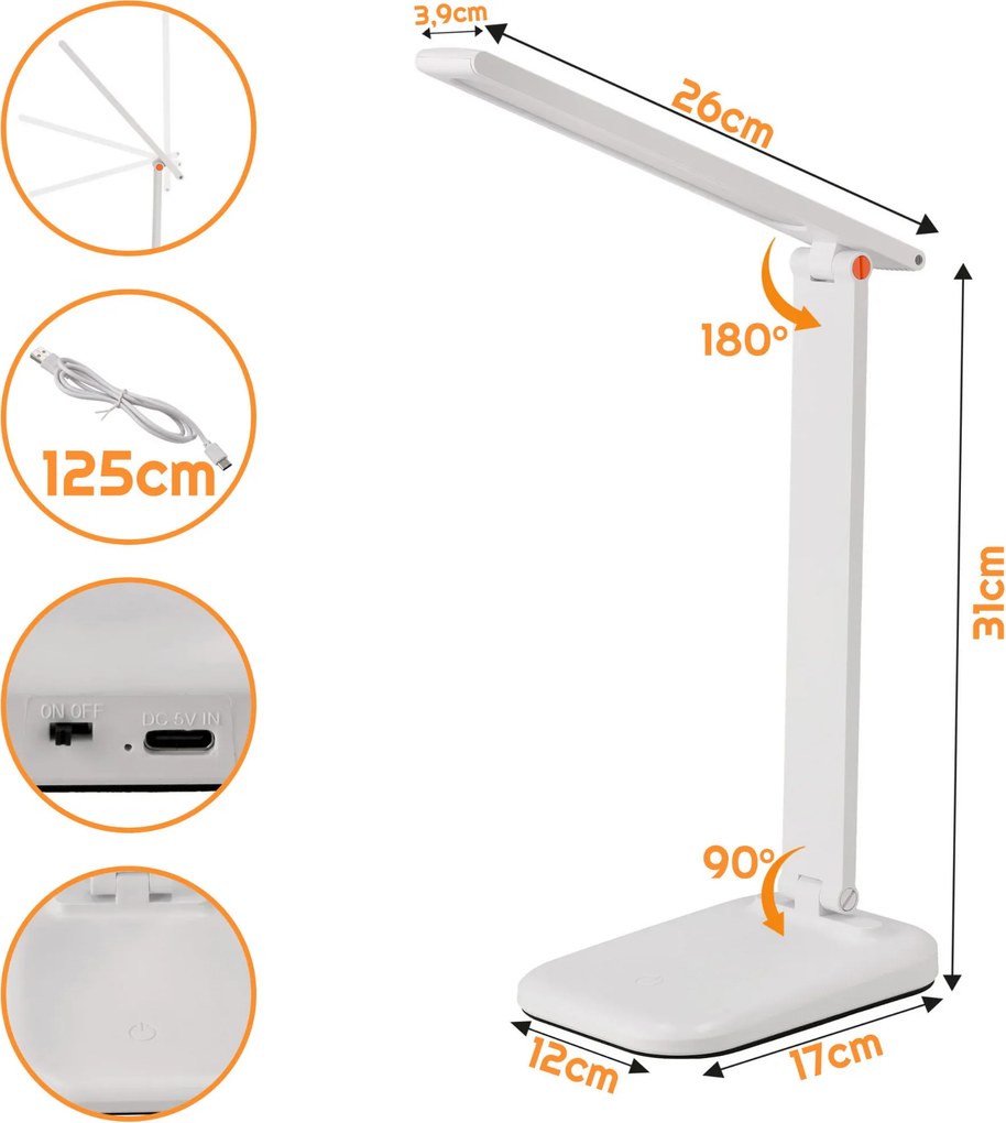BERGE Stolní LED lampa s klipem HEL