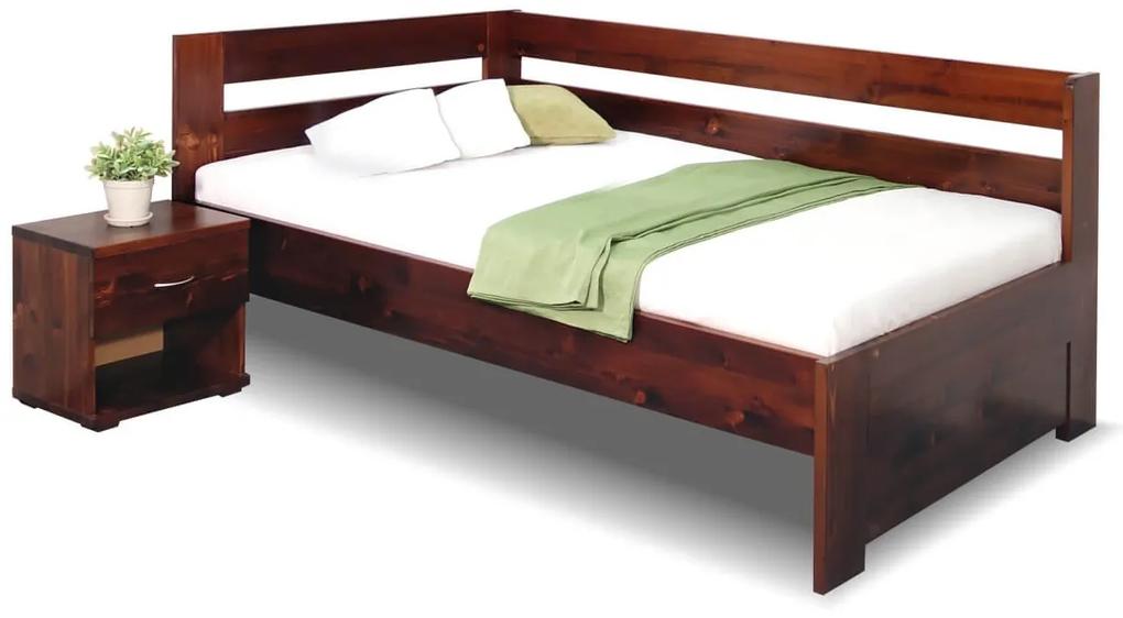 Rohová zvýšená postel Valentin-Levá, 120x200 cm, masiv smrk