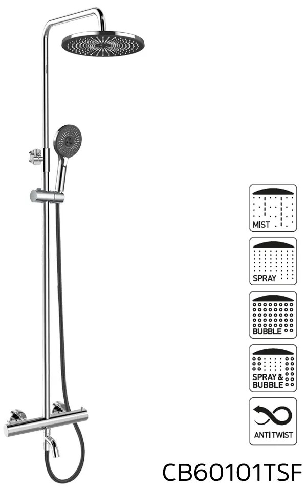 Mereo Termostatická vanová baterie s talířovou kulatou sprchou Nerez