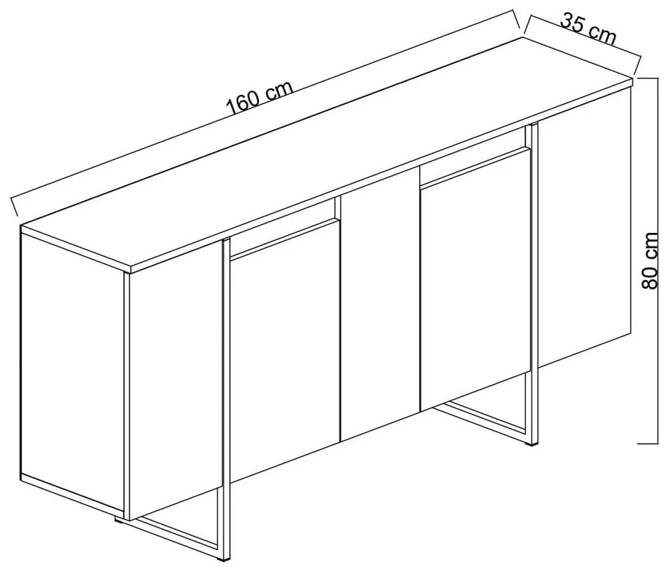 Antracitová nízká komoda 160x35 cm Luxe – Kalune Design