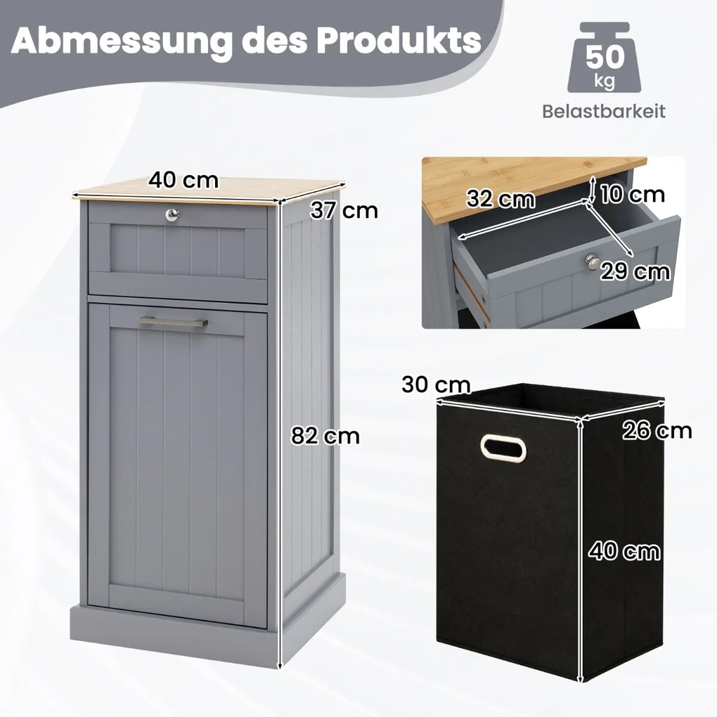 Costway Laundry Cabinet s košem na prádlo a zásuvkou a bambusovým košem