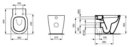 Ideal Standard Connect Stojící WC s hlubokým splachováním, Ideal Plus bílá E8231MA