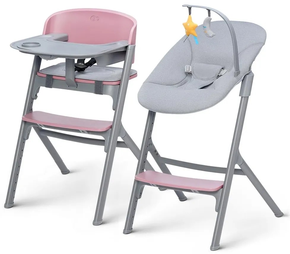 KINDERKRAFT SELECT-Dětská jídelní židle LIVY Premium Aster pink + lehátko CALMEE