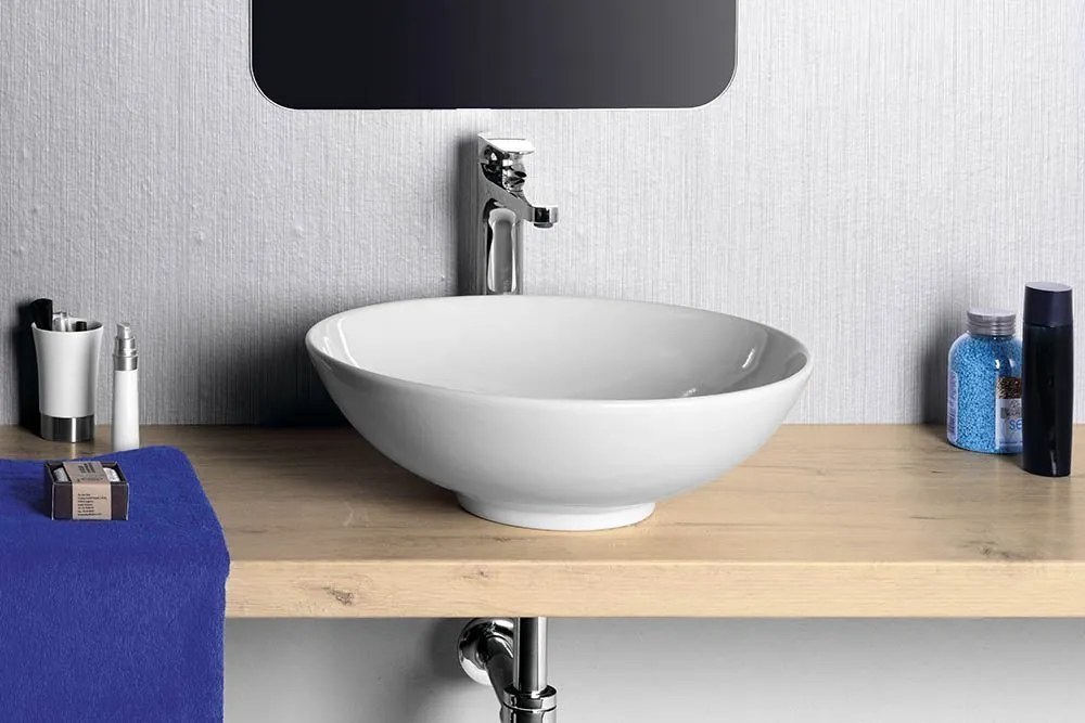 Sapho Sapho, DIMP keramické umyvadlo na desku, Ø 46cm, bílá, WH060