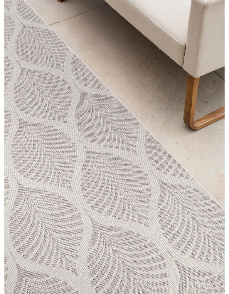 Vnitřní a venkovní běhoun v šedé a slonovinové barvě 80x250 cm Duet Liora – NORTHRUGS