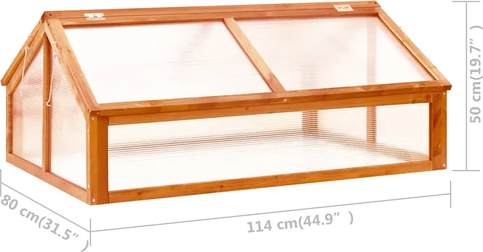Skleník hnědá 114 x 80 x 50 cm jedlové dřevo 316415