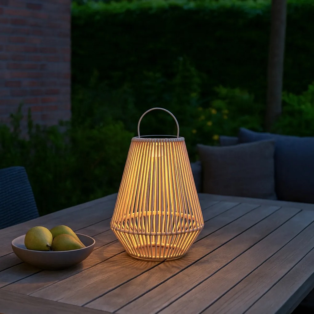 Bohemian stolní lampa béžová vč. LED 3-krokové stmívatelné IP54 solární dobíjecí - Duca