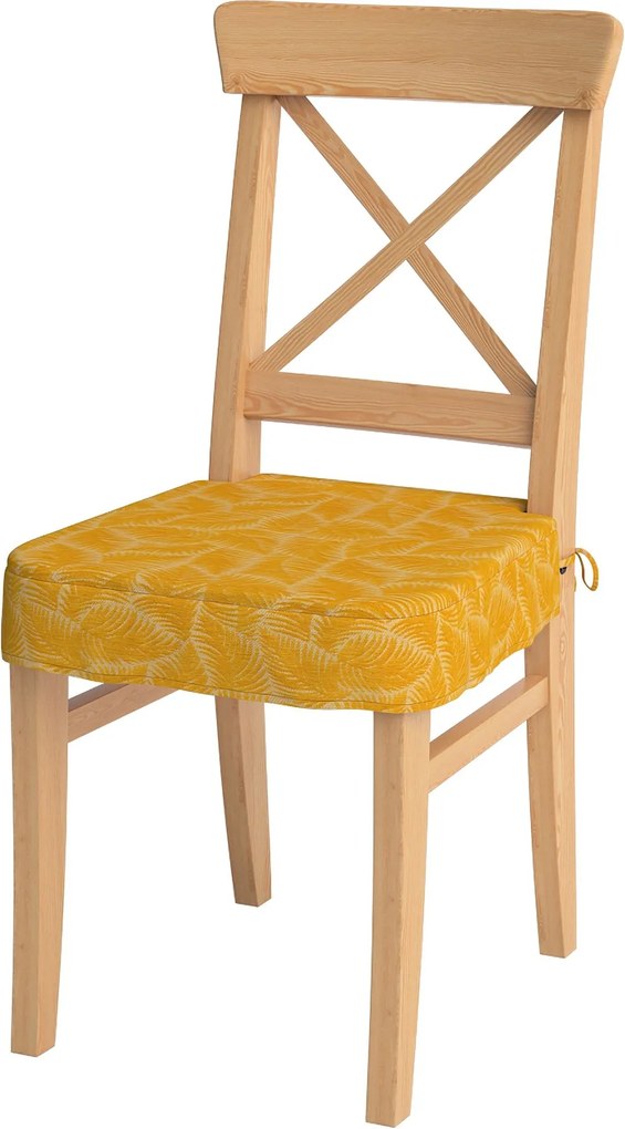 Sedák na židli IKEA Ingolf barva žlutá látka pletený vzor, vzorované
