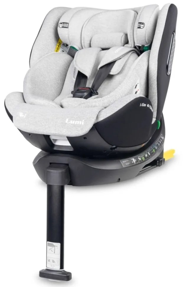 Autosedačka Lumi i-Size 40–150 cm, Isofix, 360°, růstová, od 0m+ do 12 let - sv. šedá