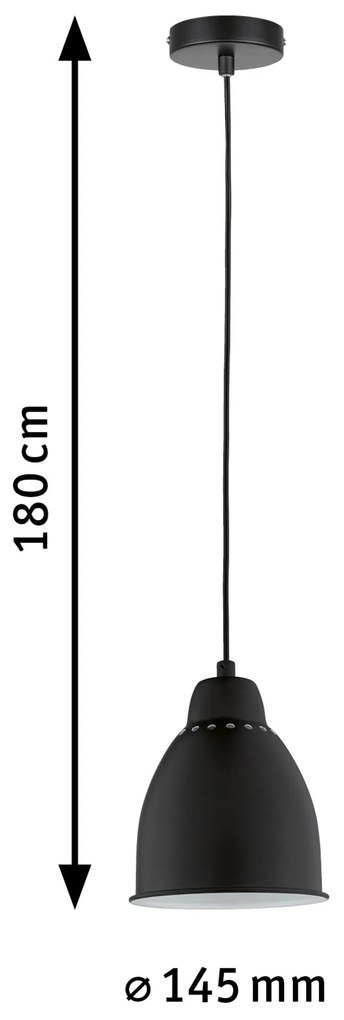 Paulmann 79763 Neordic Hilla, závěsné svítidlo k podpoře růstu rostlin 1xE27, černá, průměr 14,5cm