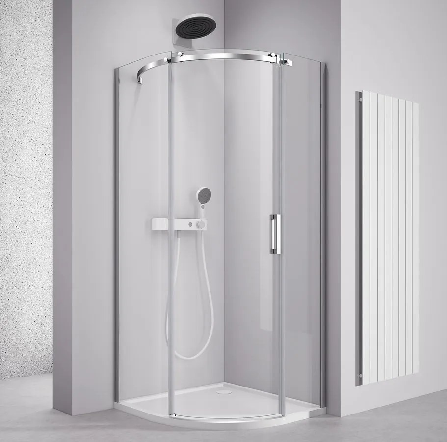 Polysan Polysan, THRON ROUND čtvrtkruhová sprchová zástěna 900x900mm, čiré sklo, levá, TL2690-5005