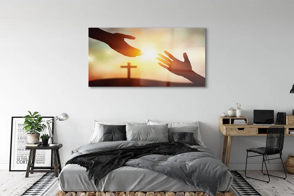 akrylový obraz cross hands 140x70 cm