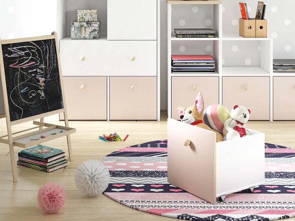 ML FURNITURE Knihovna - ELMO 05, matná bílá/buk fjord
