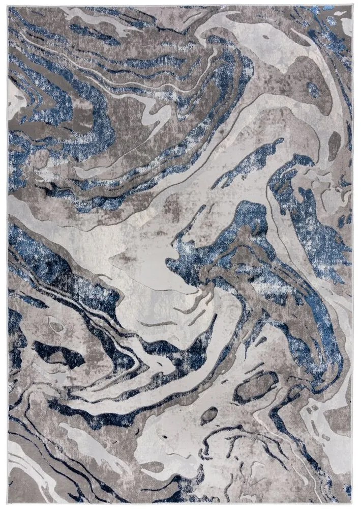 Flair Rugs, Kusový koberec Eris Marbled Navy, 80x150, modrá, kancelář
