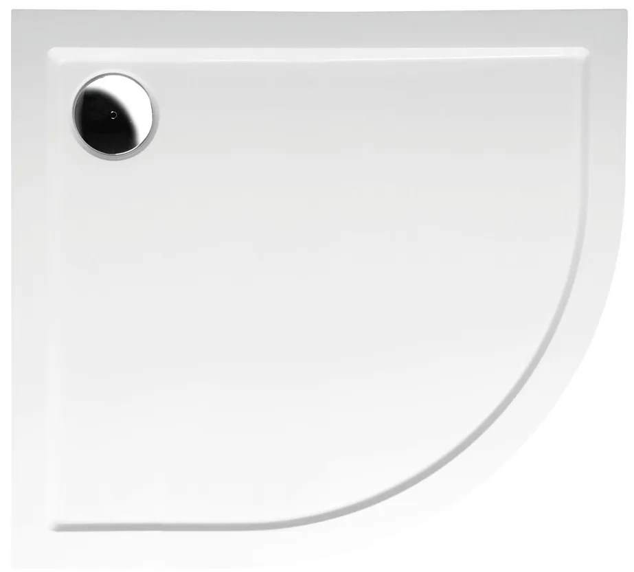 POLYSAN - RENA L sprchová vanička z litého mramoru, čtvrtkruh 90x80x4cm, R550, levá, bílá 72890