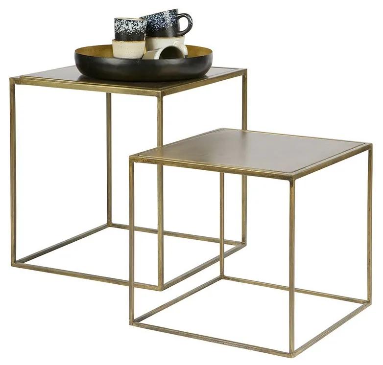 Kovový stolek Metallic – sada 2 ks 45 × 40 × 40,35 × 36 × 36 cm BEPUREHOME