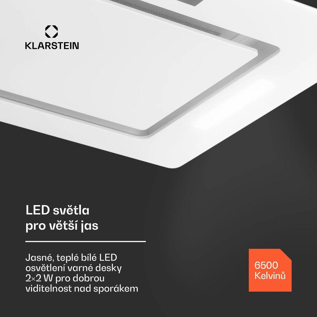 Klarstein Hektor Eco, digestoř, 60 cm, 466 m³/h, dotykové ovládání, sklo